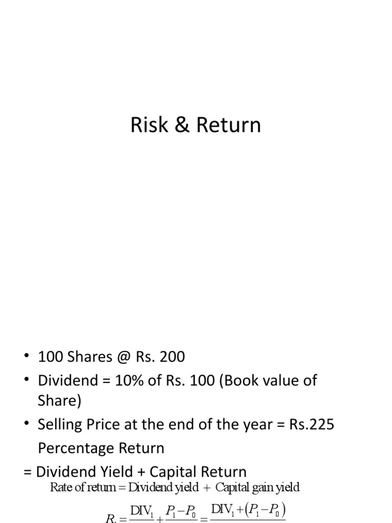 Risk & Return | PDF | Capital Asset Pricing Model | Risk Premium