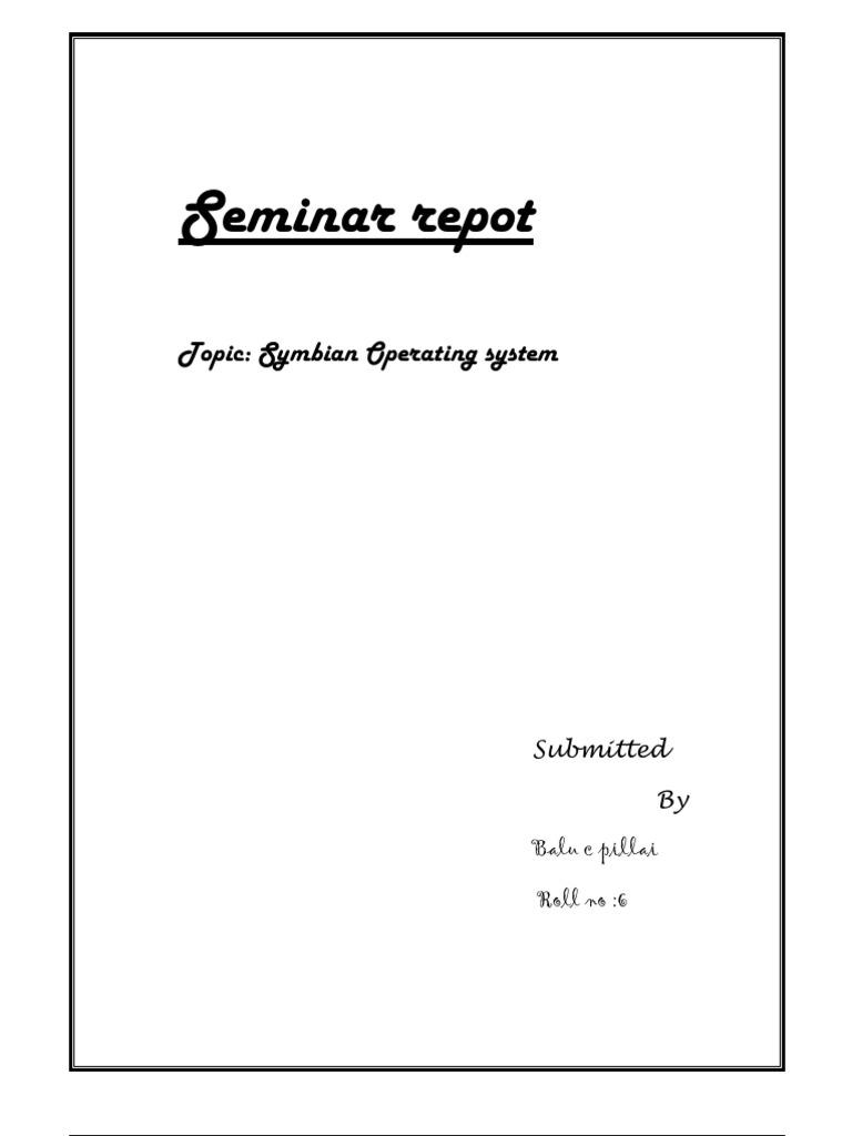 Symbian Os-Seminar Report | PDF | Thread (Computing) | Operating System