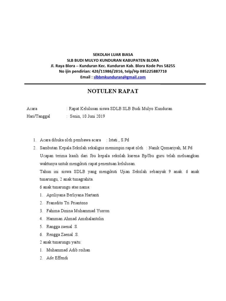 Notulen Dan BA Rapat Kelulusan | PDF