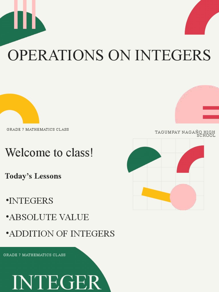 Operations On Integers | PDF | Subtraction | Elementary Mathematics