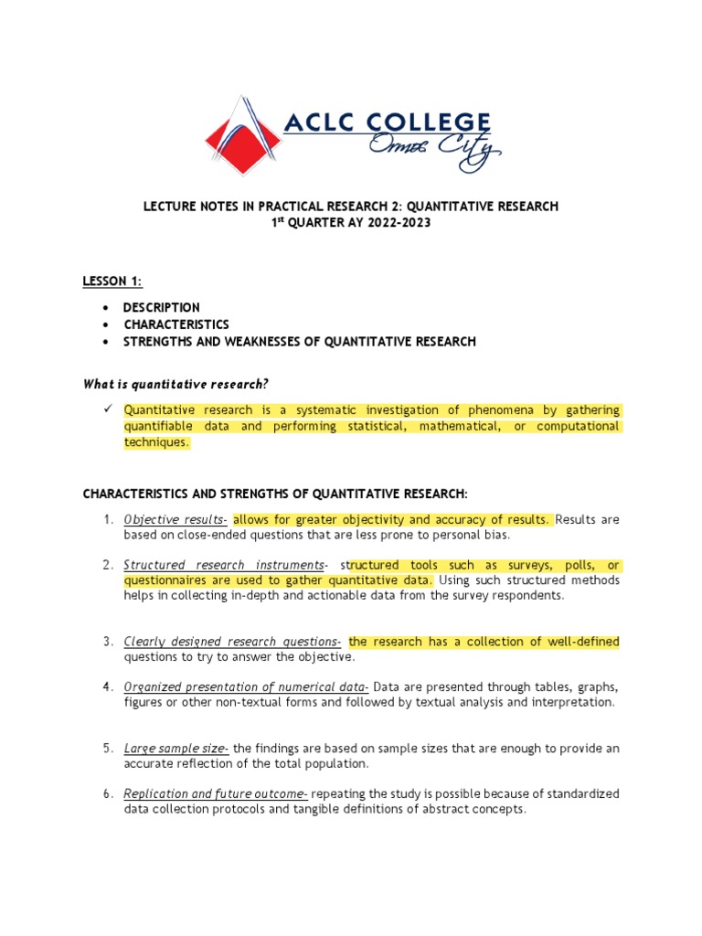 PR-2-Reviewer-1st-Qtr Highlights | PDF | Statistics | Quantitative Research