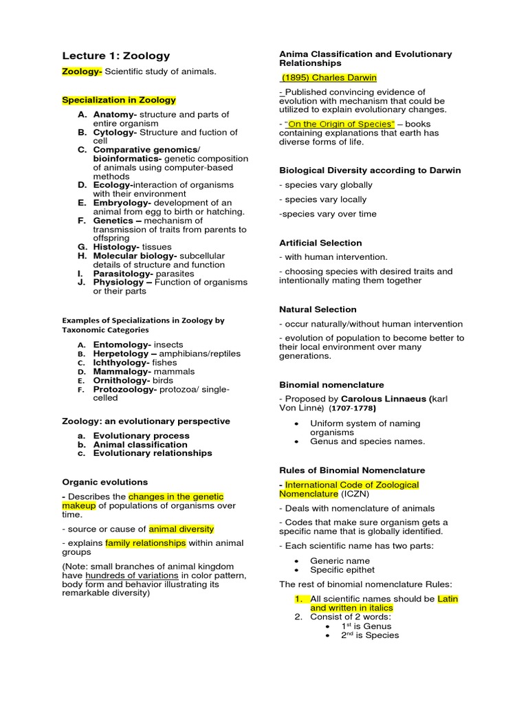 Zoology Lecture | PDF | Zoology | Proteins