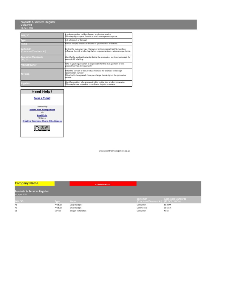 C4 - 3 - Products and Services Register Template ISO9001 | PDF | Business
