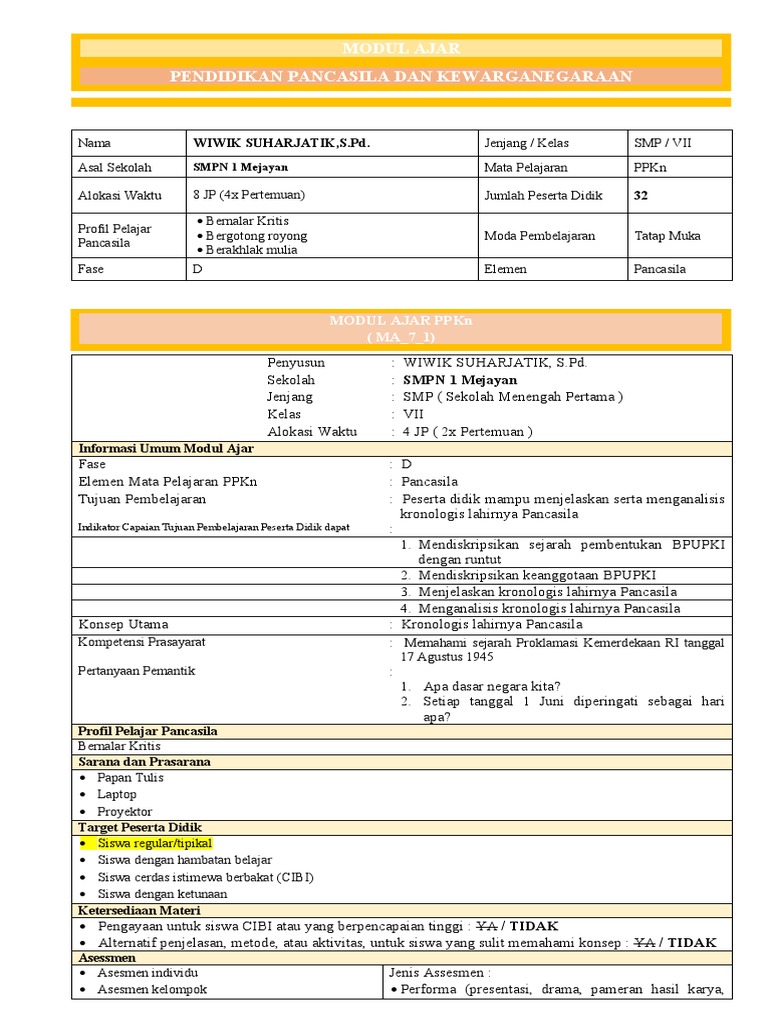 Modul Ajar PP 2022 | PDF