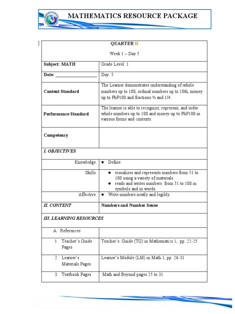 Math1 q1 Week1 Day5 | PDF | Learning | Mathematics