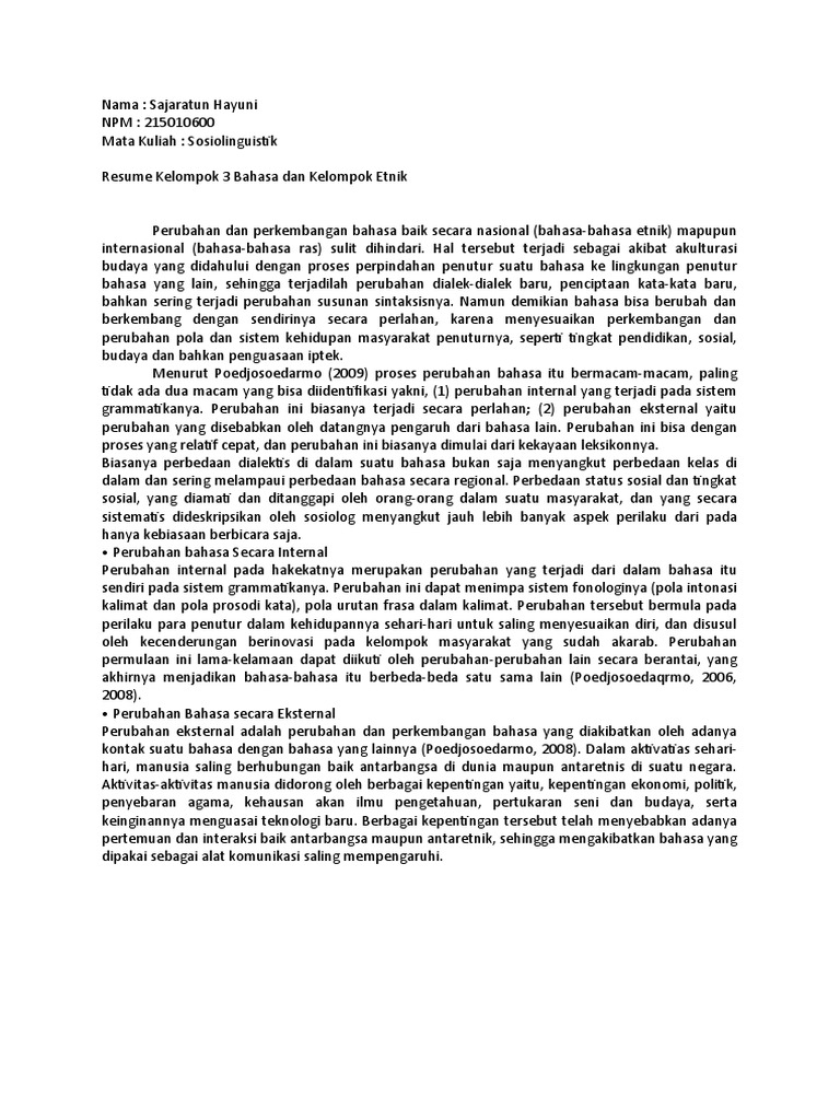 Contoh Resume | PDF | Seni & Disiplin Bahasa