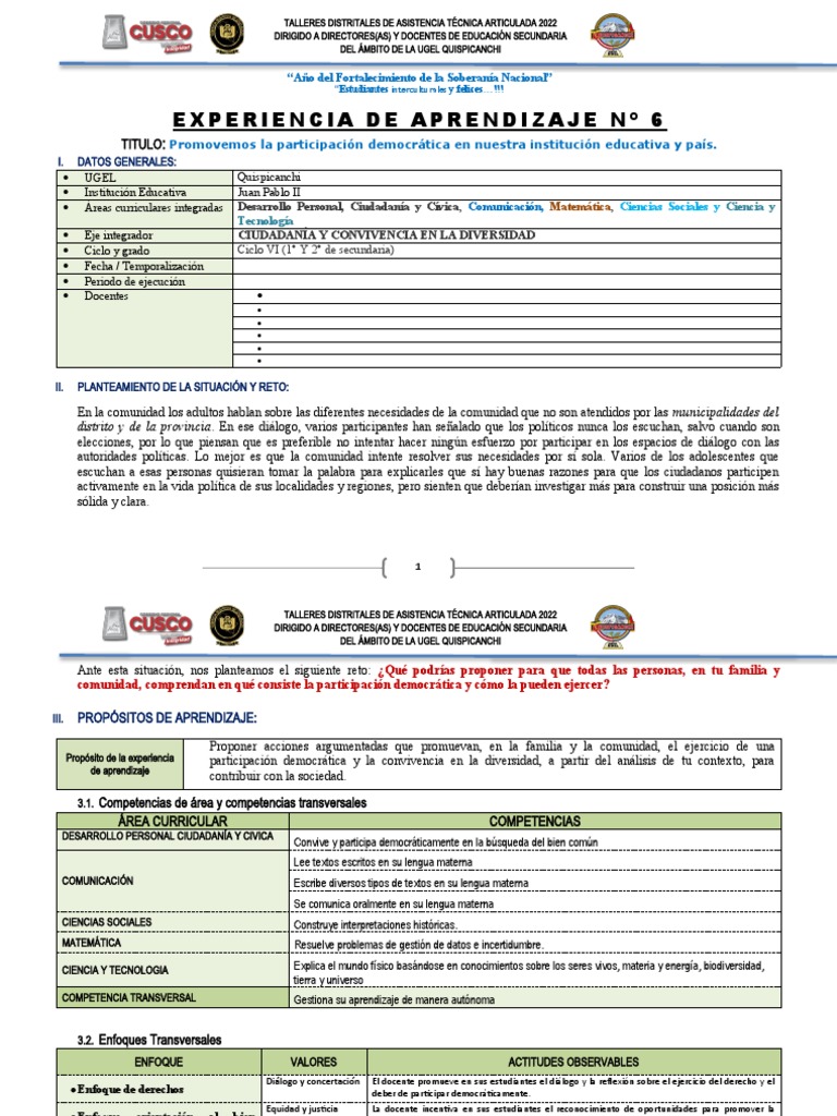 Exp. 6 Integrada | PDF | Aprendizaje | Democracia
