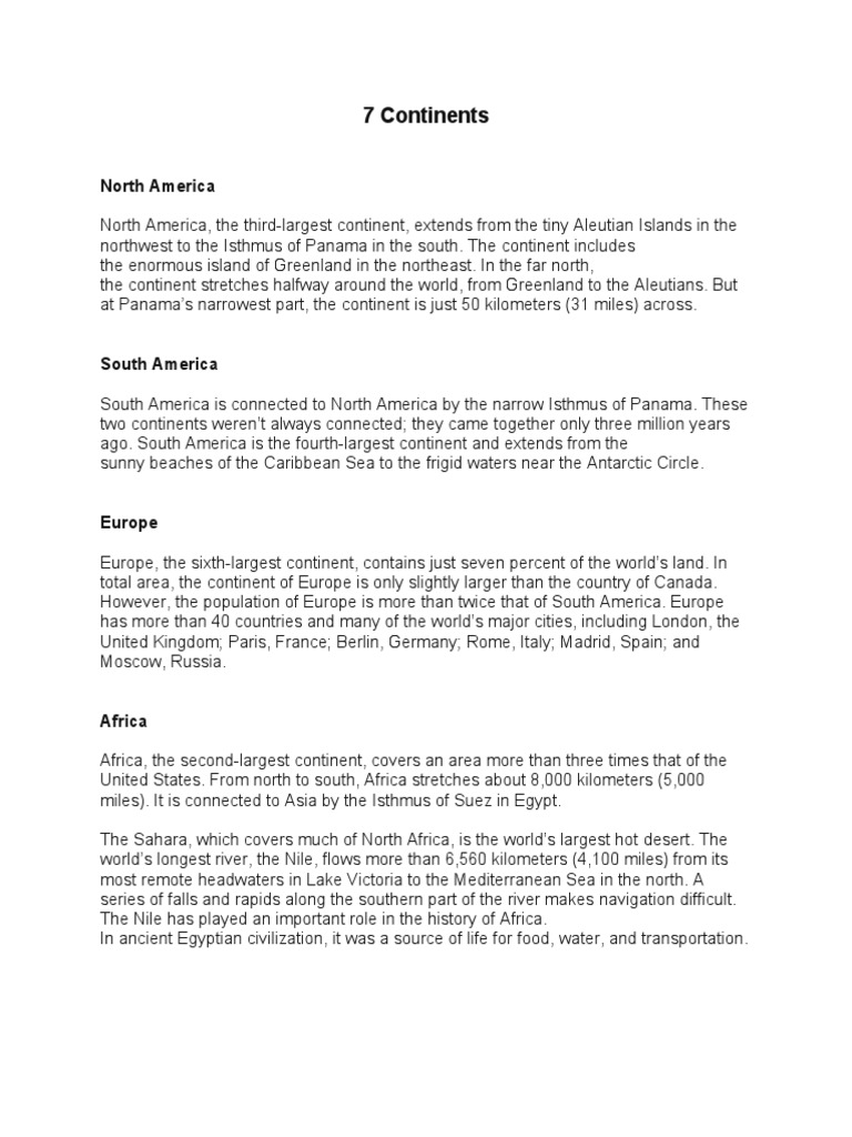 7 Continents | PDF | Continent | Pacific Ocean