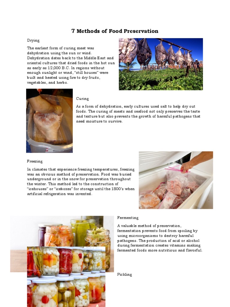 7 Methods of Food Preservation | PDF | Food Preservation | Fruit Preserves