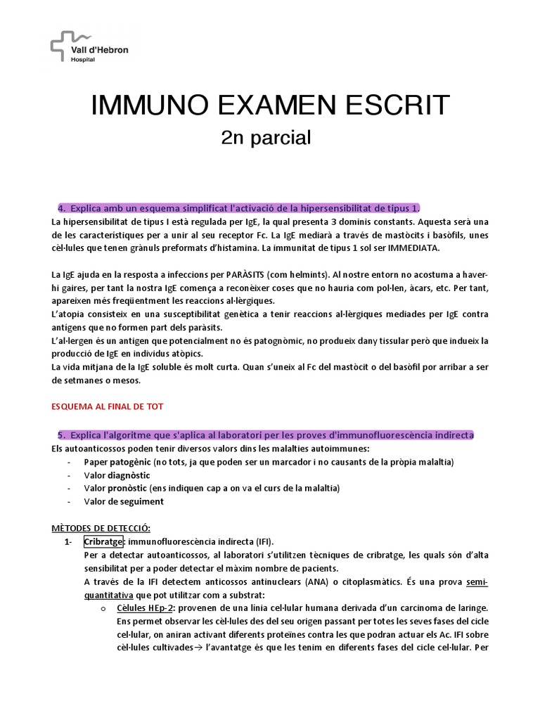 Immunologia Mèdica Escrit | PDF