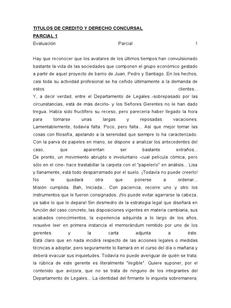 PARCIAL 1 TITULOS DE CREDITO Y DERECHO CONCURSAL Ubp | PDF | Cheque ...