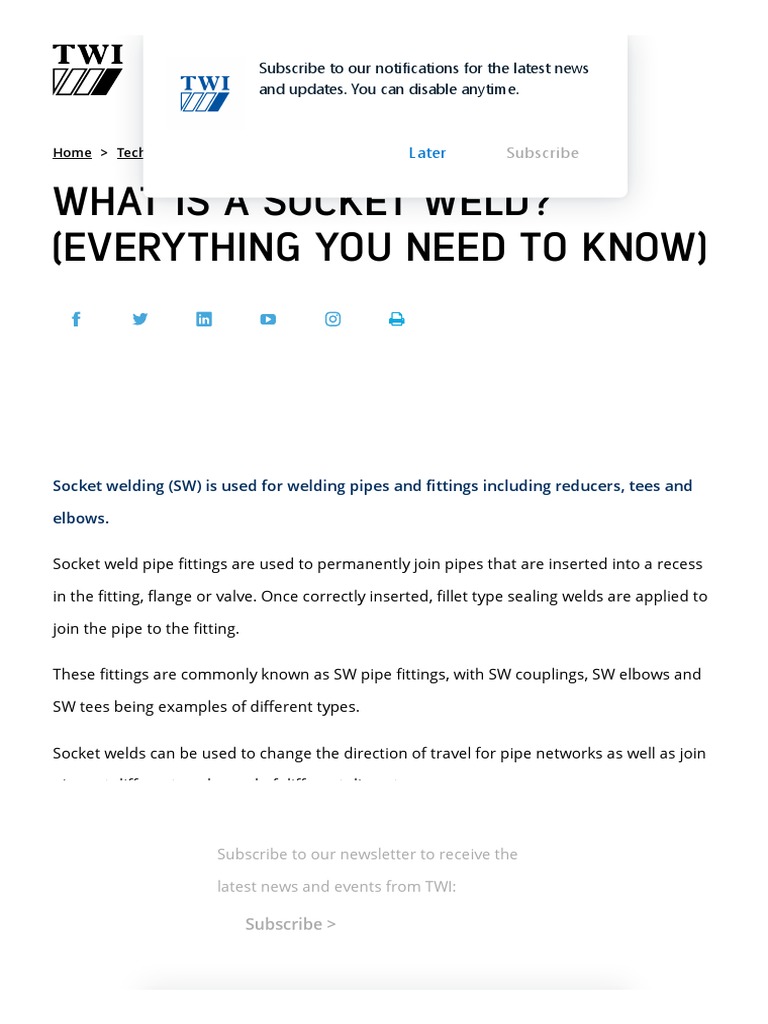 What Is A Socket Weld - (Everything You Need To Know) - TWI | PDF ...