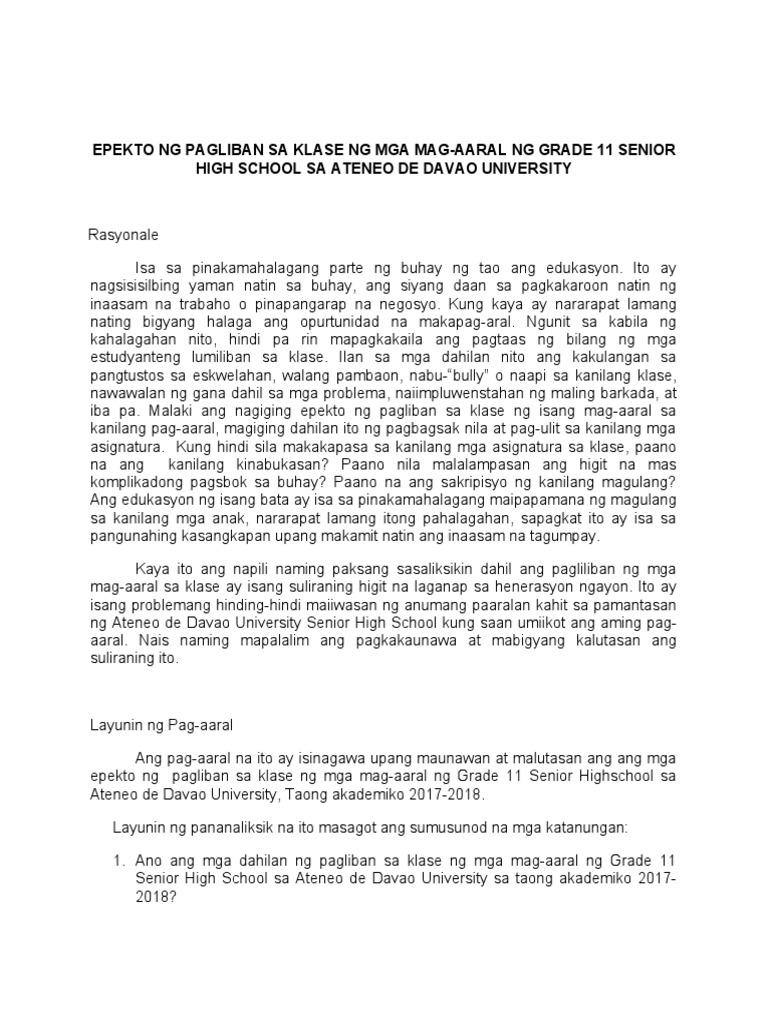Epekto NG Pagliban Sa Klase NG Mga Mag-Aaral | PDF