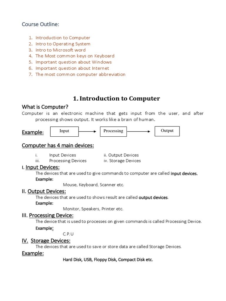 Introduction To Computer Download Free Pdf Input Output Central Processing Unit