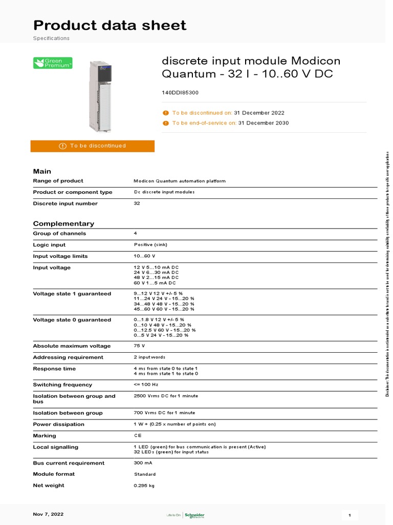 Modicon Quantum - 140DDI85300 | PDF | Electrical Engineering | Electricity
