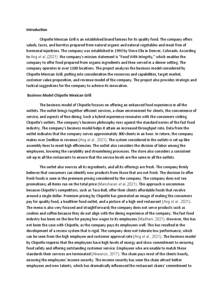 Business Model Chipotle Mexican Grill - Edited | PDF | Chipotle Mexican ...
