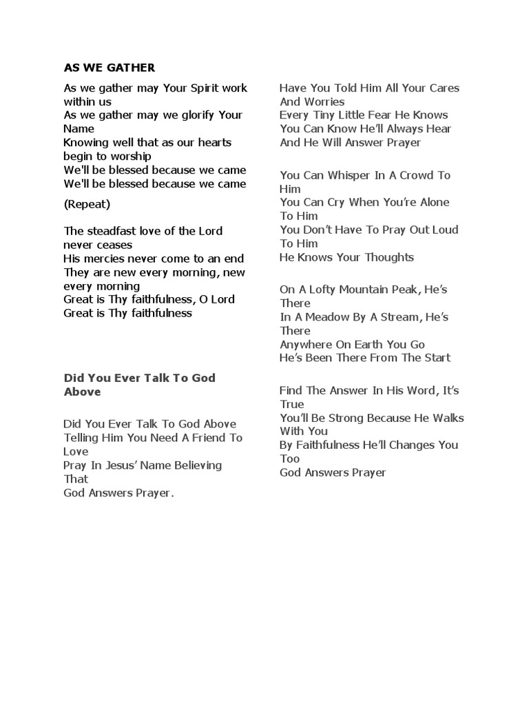 As We Gather | PDF | God In Christianity | Prayer