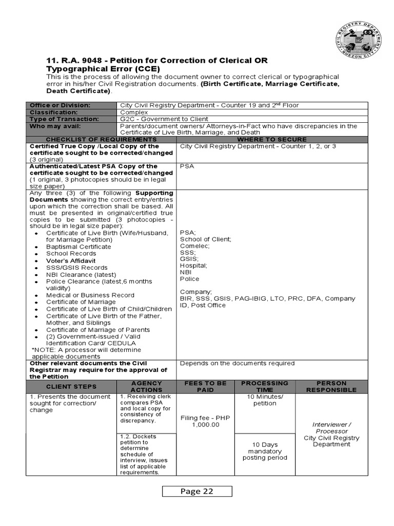 R.A. 9048 Petition For Correction of Clerical OR | PDF | Receipt ...