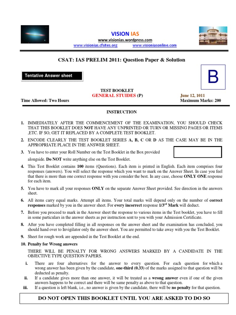 Csat Ias General Studies Prelim 2011 Question Paper Solution1 | PDF | Rainforest | Forests