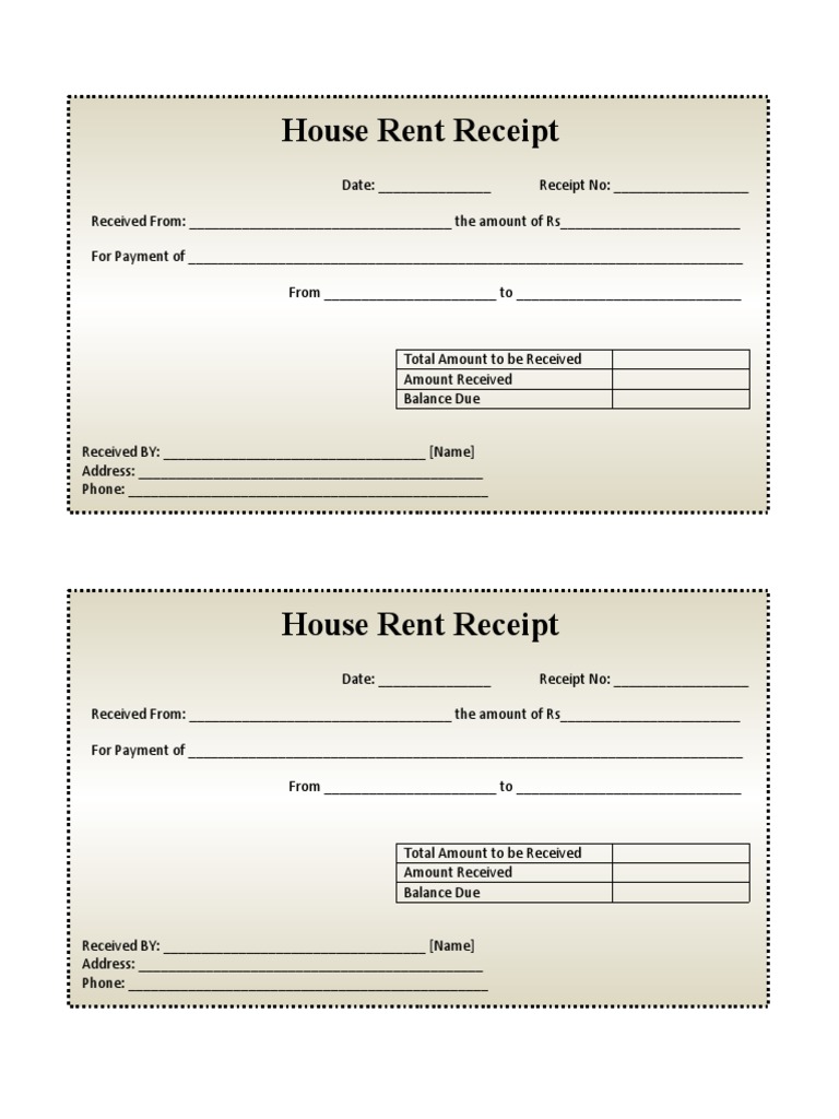 House Rent Receipt Format | PDF | Career & Growth | Finance & Money ...