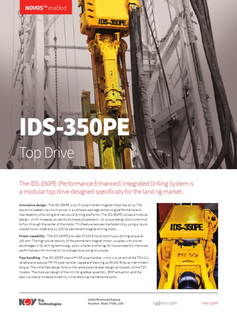 IDS 350PE Top Drive | PDF | Electric Motor | Horsepower