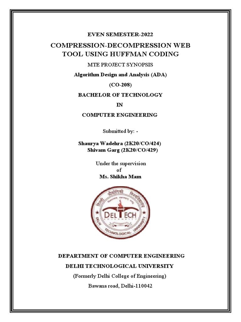 ADA Report | PDF | Data Compression | Computing