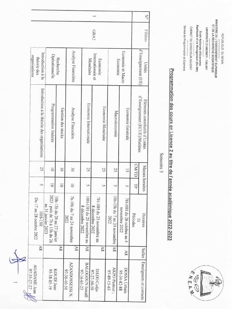Cours L2 S3 ENEAM 2022-2023 | PDF