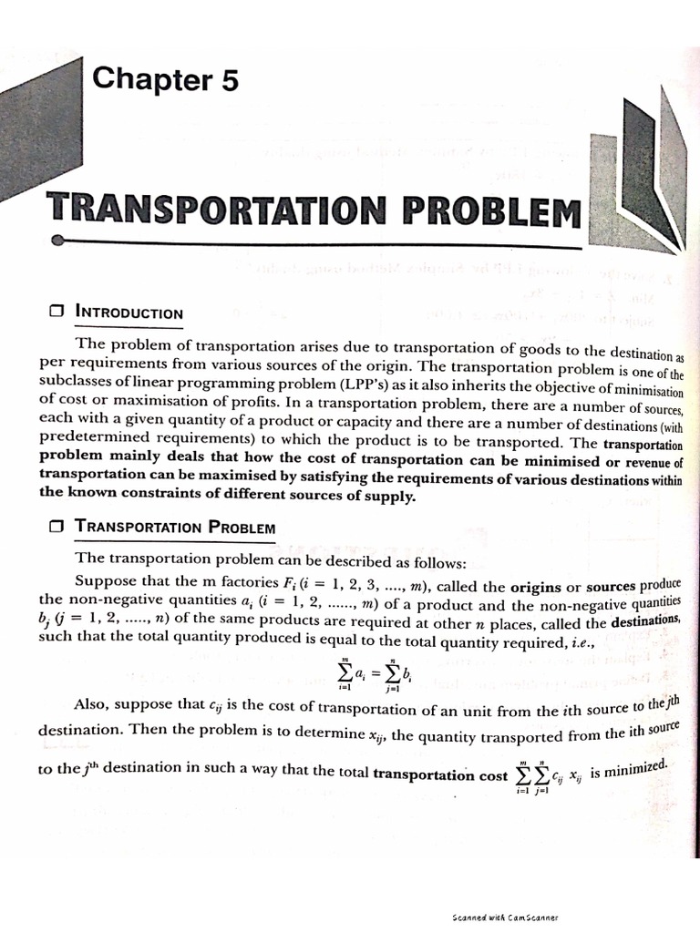 Chapter 4 Transportation Problem Book 1 | PDF