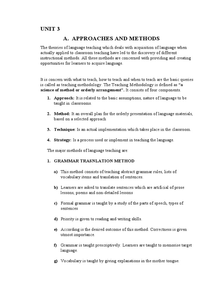 Unit 3 | PDF | Teaching Method | Language Education