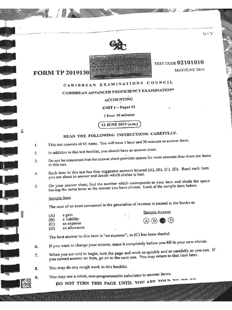 2019 Accounting Paper 1 | PDF