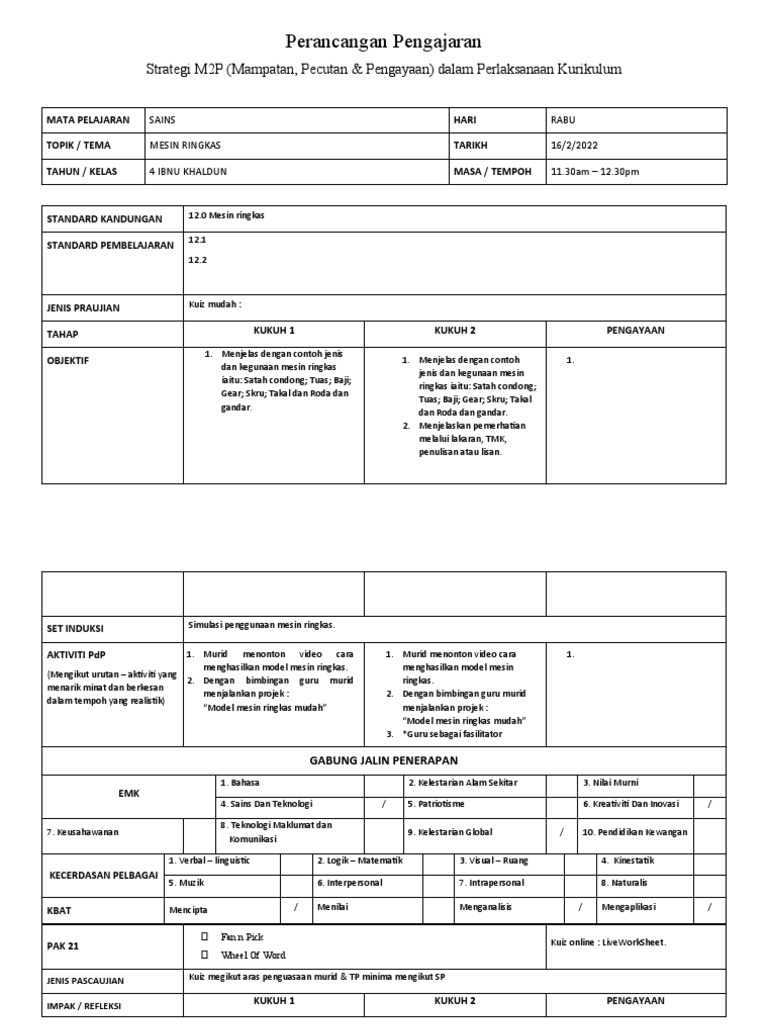 Perancangan Pengajaran - KPM PerkasaKU | PDF