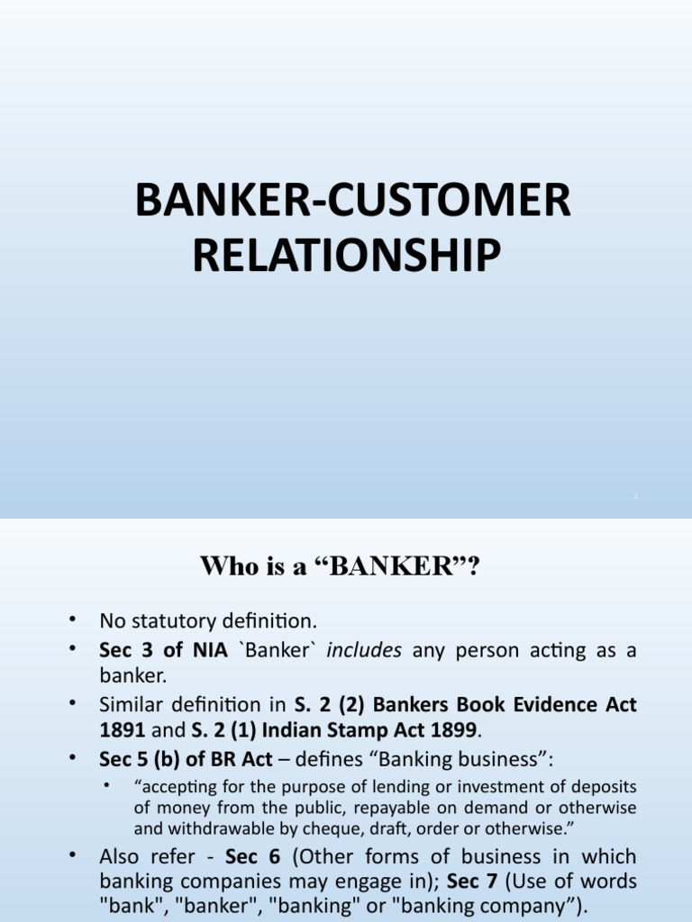 Banker-Customer Relationship | PDF | Banks | Deposit Account