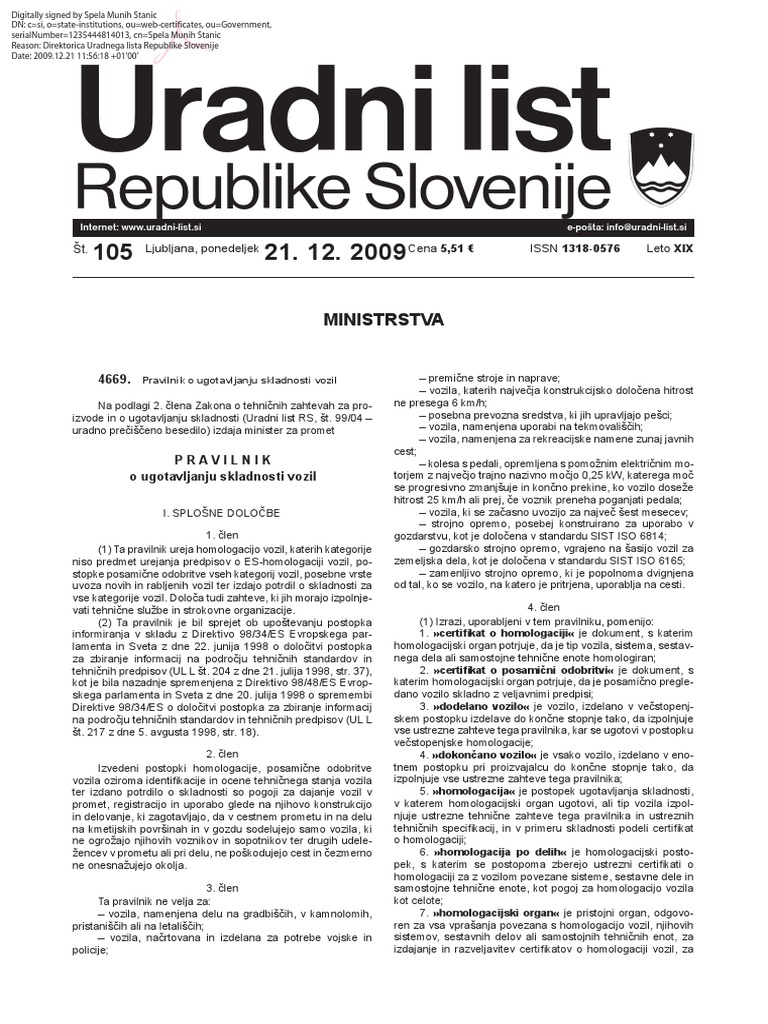 Zakon o Motornih Vozilih (ZMV-1) | PDF