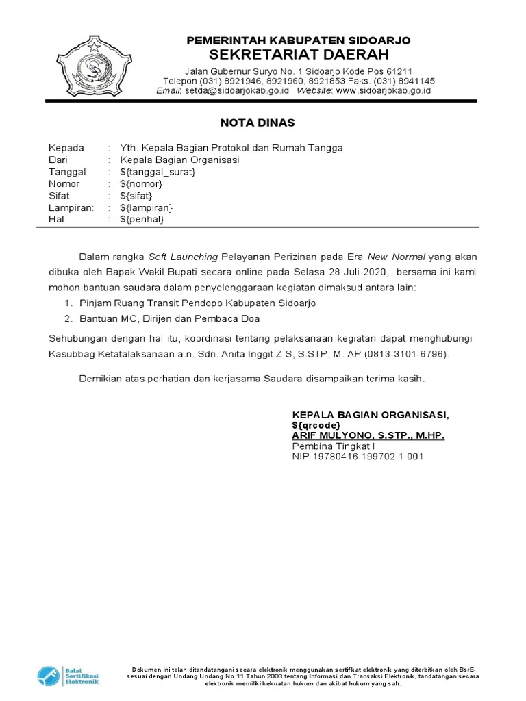 Nota Dinas Antar Bagian | PDF