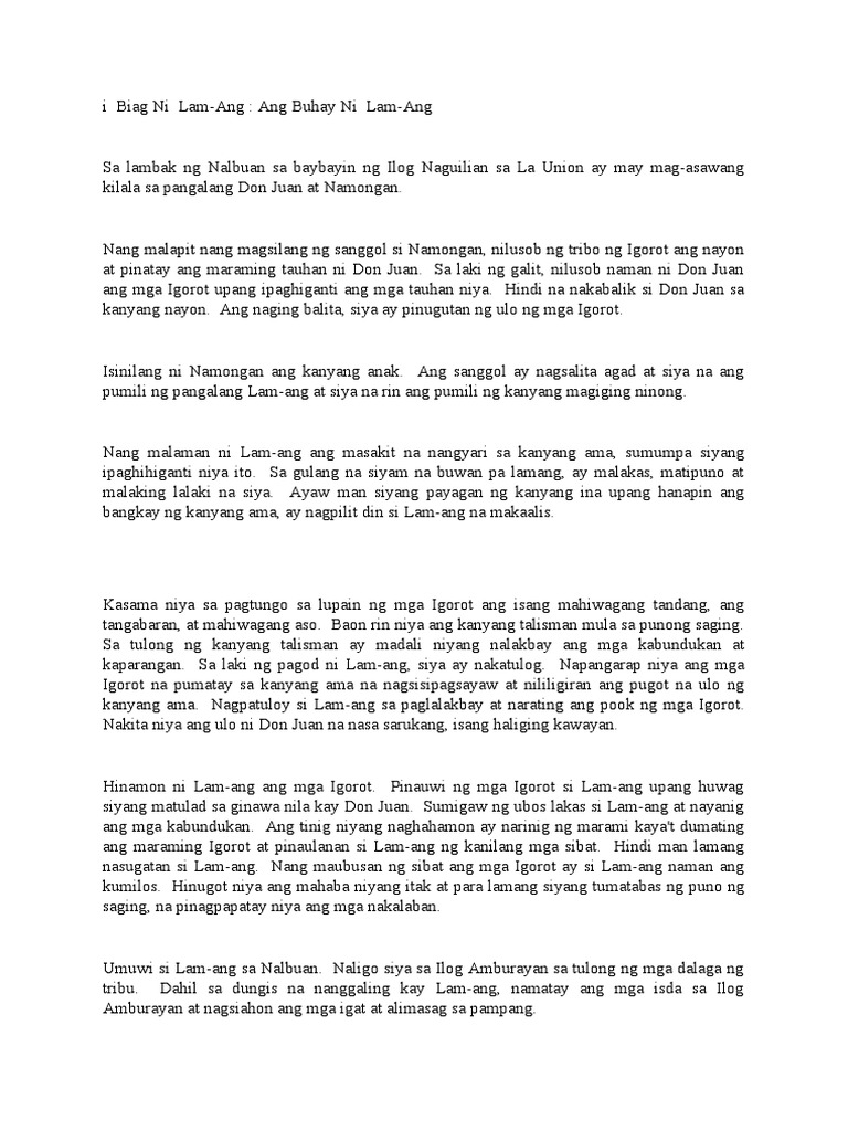 Fil 8 Biag Ni Lam-Ang | PDF