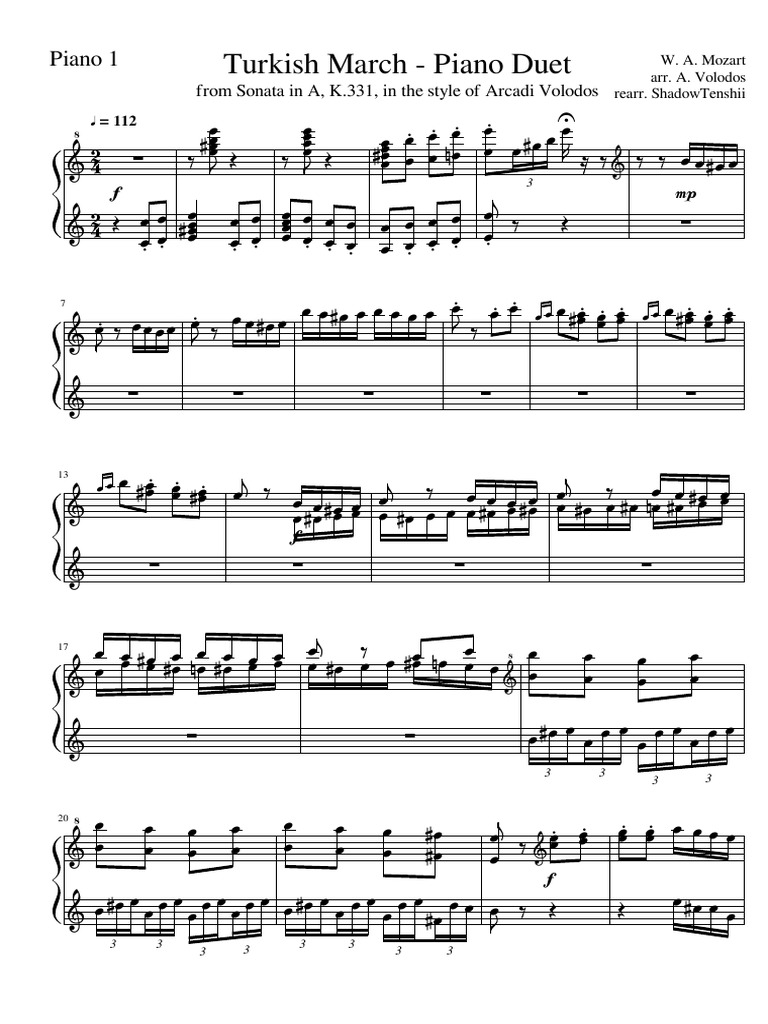 Turkish March - Piano Duet | PDF