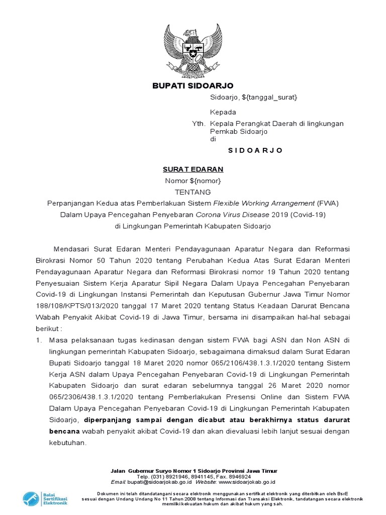 Surat Edaran Bupati | PDF