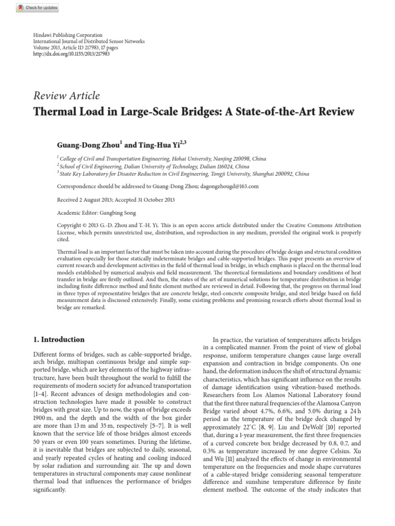 Review Article: Thermal Load in Large-Scale Bridges: A State-of-the-Art ...