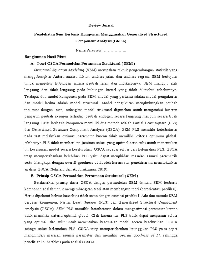MENGANALISIS PENDEKATAN SEM BERBASIS KOMPONEN MENGGUNAKAN GSCA | PDF