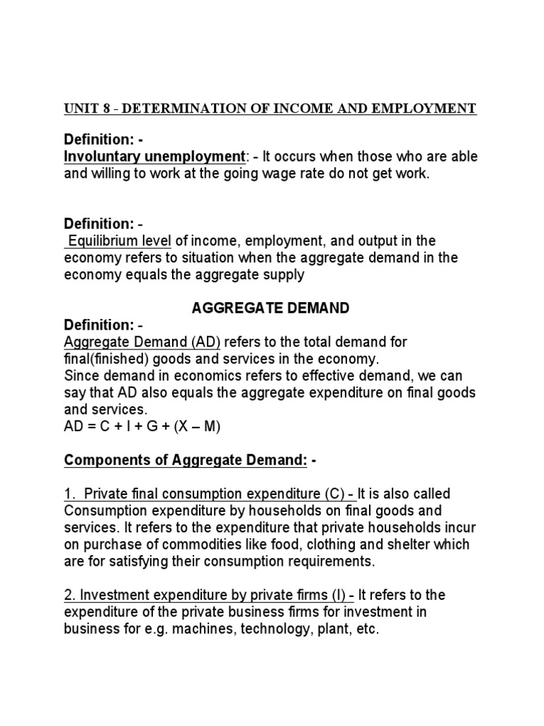 Income Determination Notes Class 12 | PDF | Economic Equilibrium ...