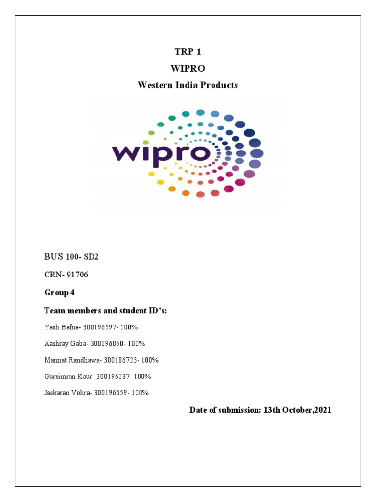 WIPRO Company Report Project | PDF | Innovation | Economic Growth