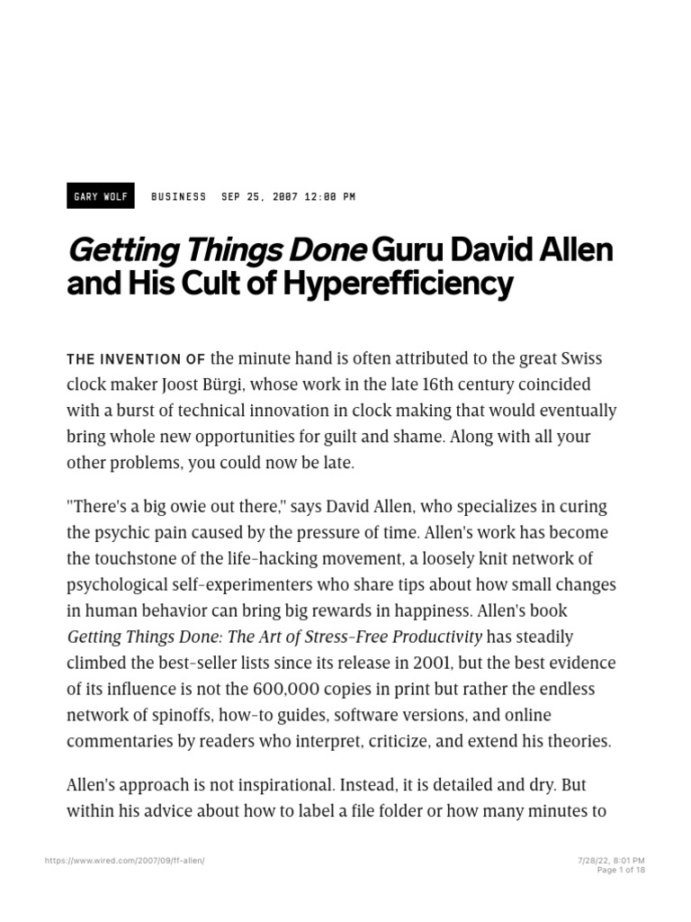 Getting Things Done Guru David Allen and His Cult of Hyperefficiency ...