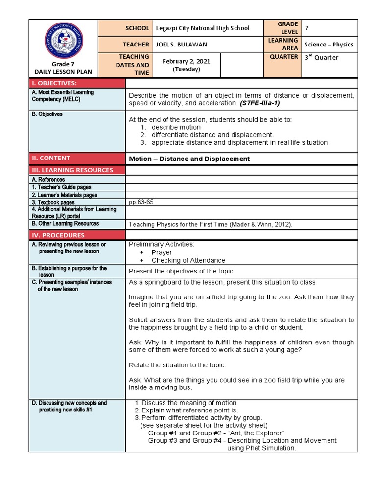 Motion (Distance & Displacement) LOG-NOTES | PDF | Distance | Euclidean ...