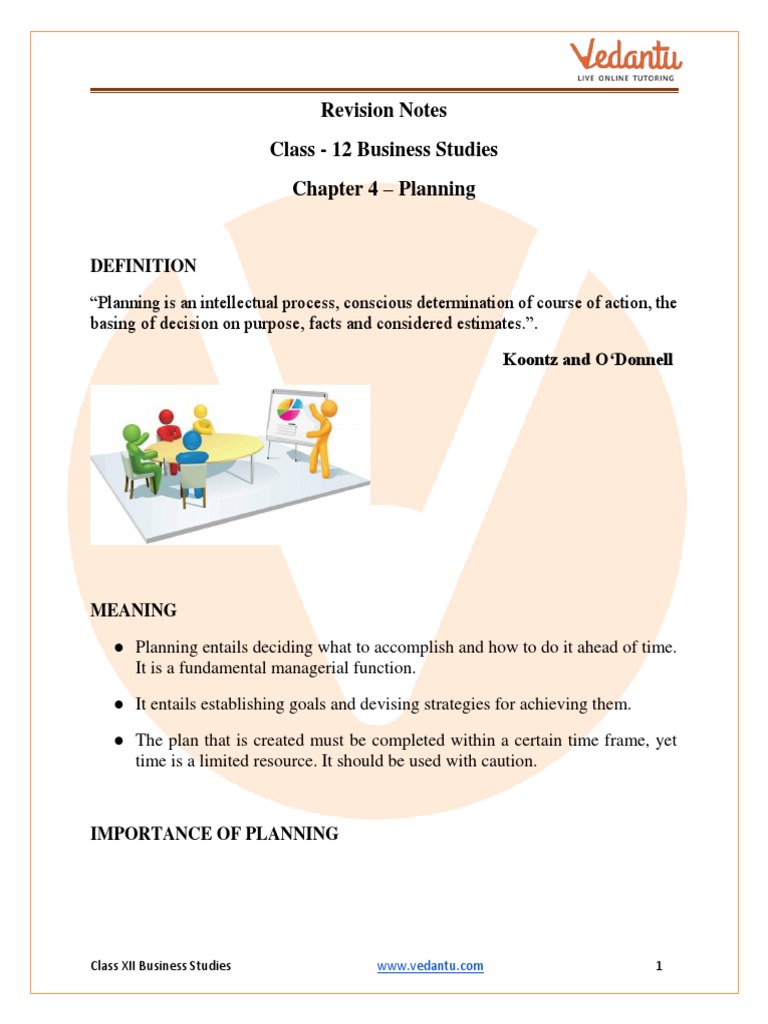 Class 12 Business Studies Chapter 4 - Revision Notes | PDF | Goal | Policy