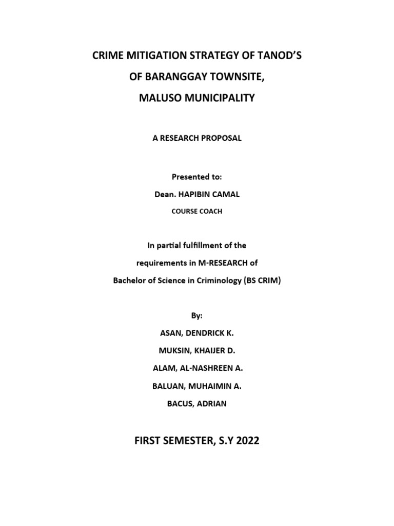 Crime Mitigation Strategy of Tanods | PDF | Police | Behavioural Sciences