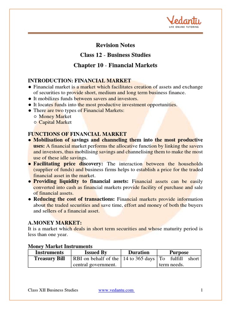 Class 12 Business Studies Chapter 10 - Revision Notes | PDF ...