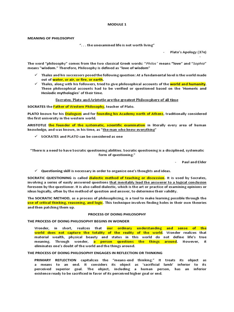 Philosophy M1 4 Reviewer | PDF | Truth | Soul