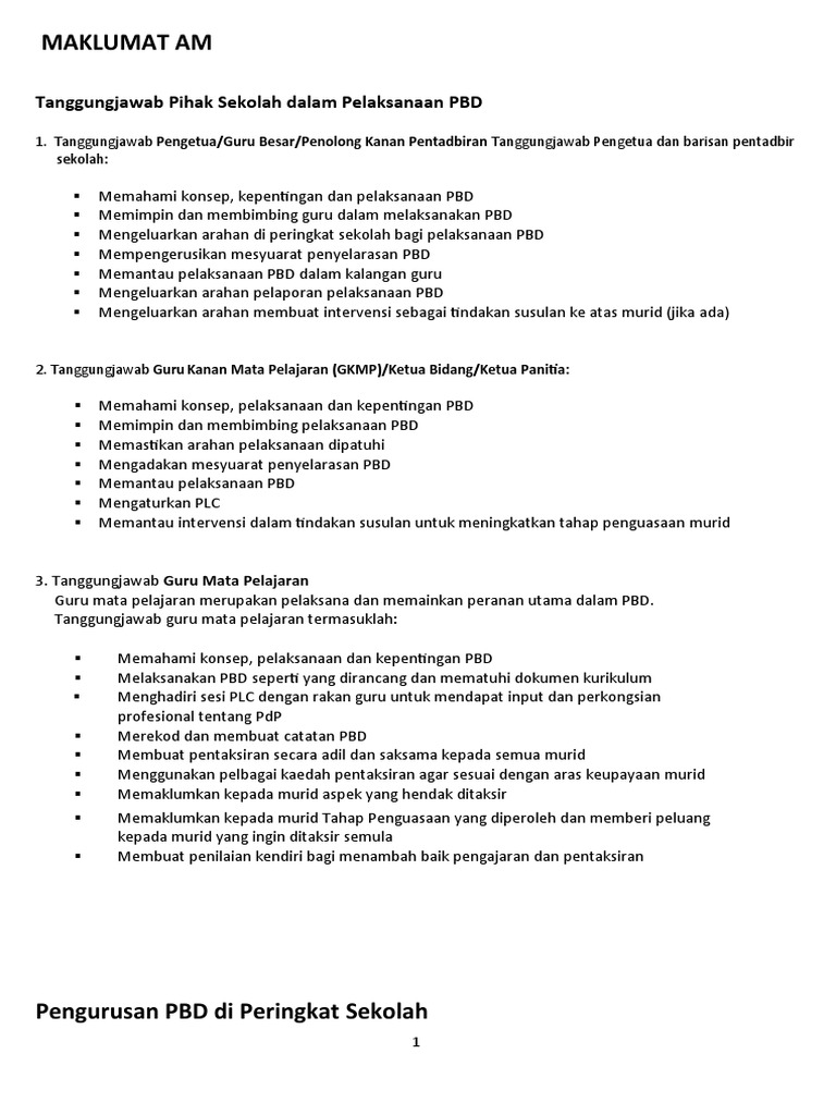Panduan Pelaksanaan Pentaksiran Bilik Darjah (PBD) Edisi Ke-2 2019 | PDF