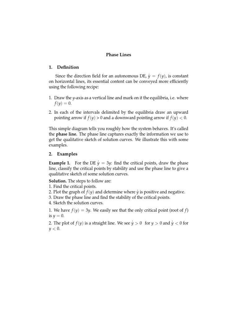 Phase Line Analysis | PDF | Mathematical Concepts | Mathematical Objects