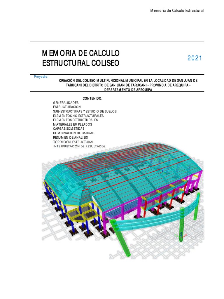 Cálculo Estructural Coliseo Multifuncional | PDF | Fundación ...